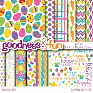 Easter Brights Easter Digital Papers - Digital Easter Paper Pack ...