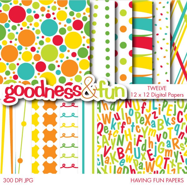 Having Fun Digital Papers - Digital Paper Pack - Instant Download - Etsy
