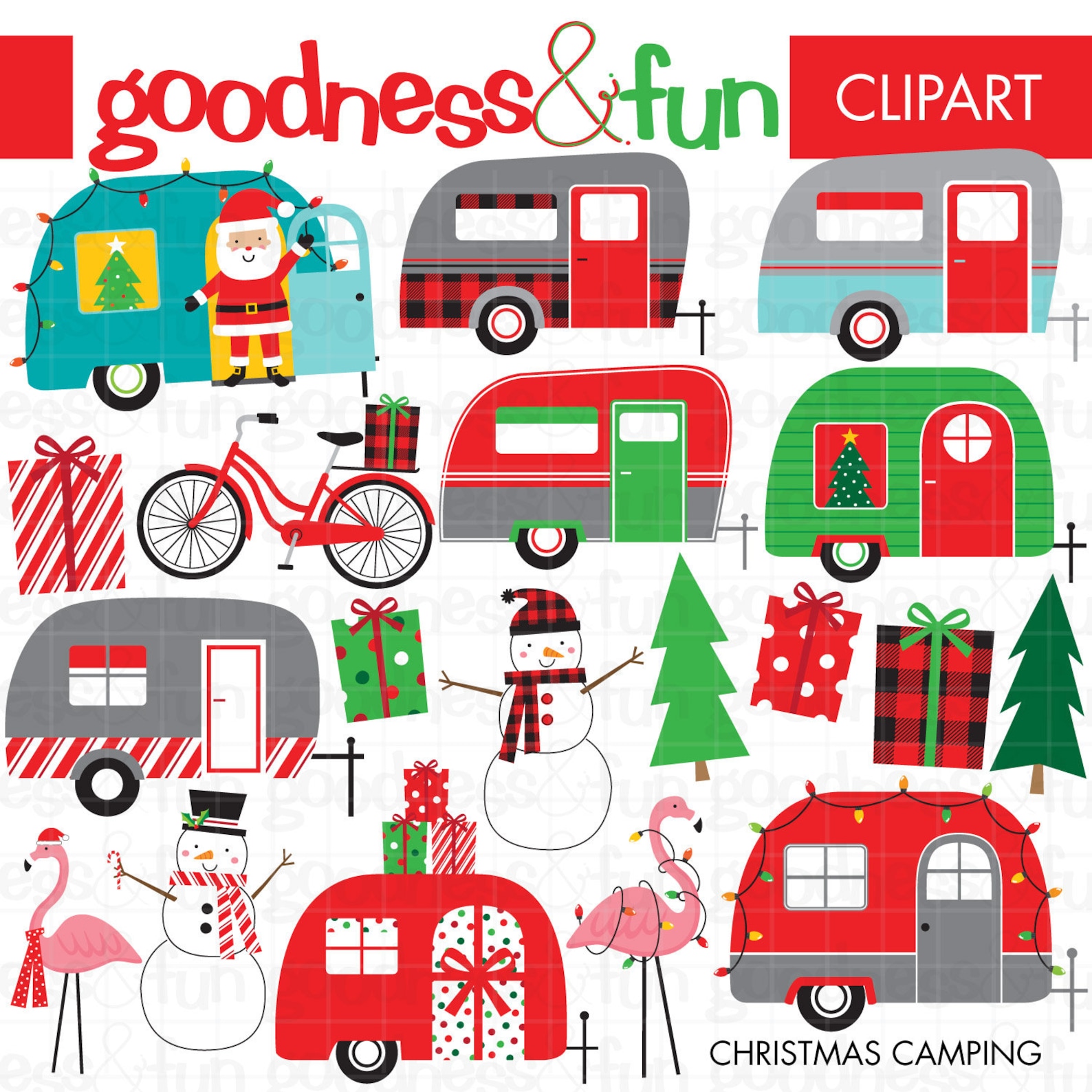 Christmas Camping Clipart Digital Christmas Camping Christmas Clipart ...