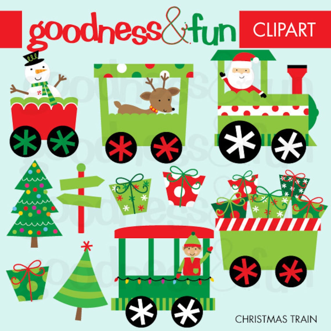 Christmas Train Christmas Clipart Digital Christmas Clipart Instant ...