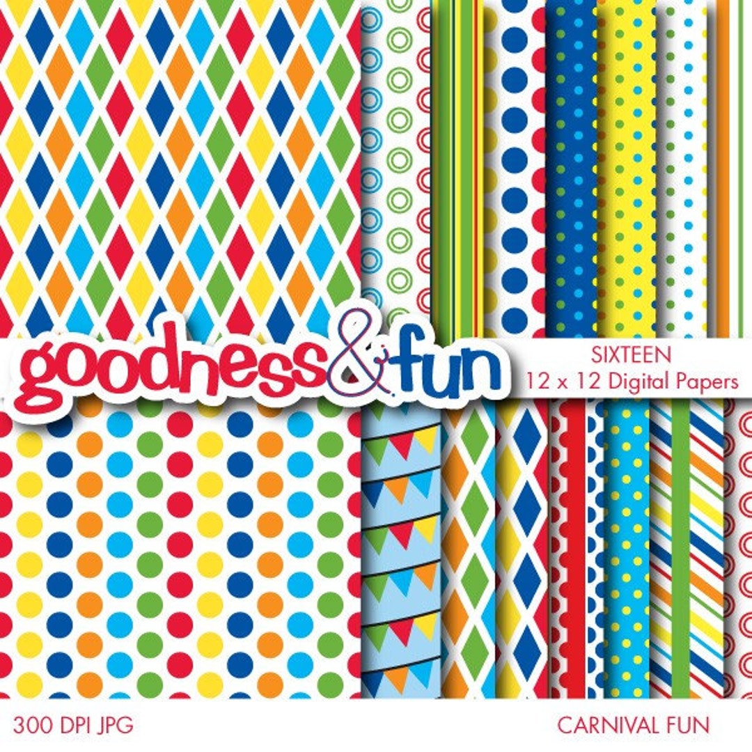 Carnival Fun Digital Papers - Digital Paper Pack - Instant Download - Etsy