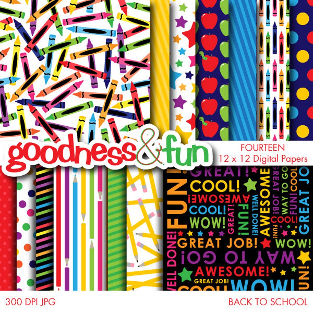 Back to School Digital Papers - Digital Back to School Paper Pack ...