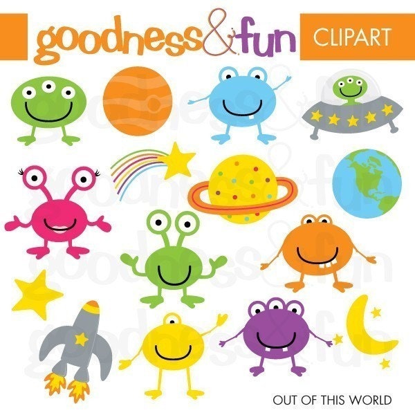 Out of This World Alien Clipart Digital Aliens Clipart Instant Download ...