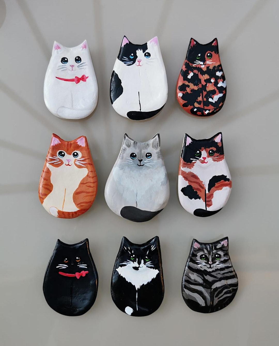 Small Handmade Cat Magnet | Fridge Clay Magnet | Cat Magnet Hand ...