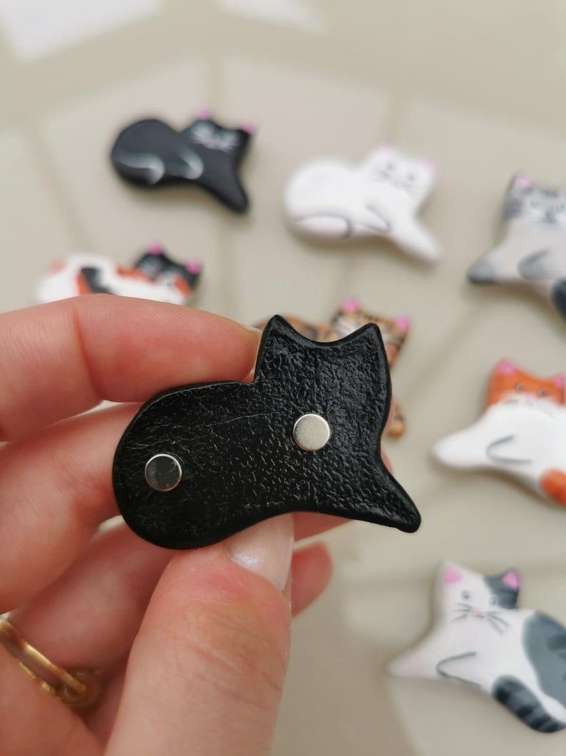 Handmade Clay Cat Magnet | Fridge Clay Magnet | Fridge Decor Hand ...