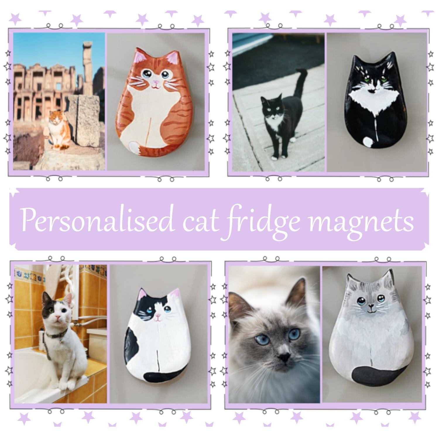 MADE TO ORDER Cat Fridge Magnet | Small Handmade Cat Magnet | Custom ...