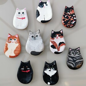 Small Handmade Cat Magnet | Fridge Clay Magnet | Cat Magnet Hand ...