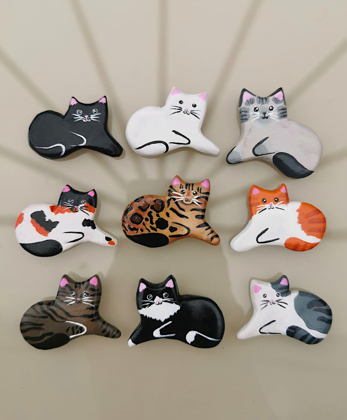 Small Handmade Cat Magnet | Fridge Clay Magnet | Cat Magnet Hand ...