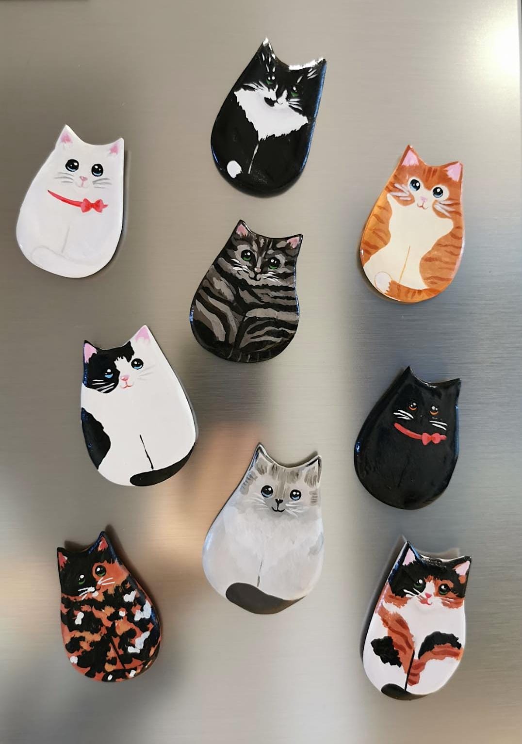 Small Handmade Cat Magnet | Fridge Clay Magnet | Cat Magnet Hand ...