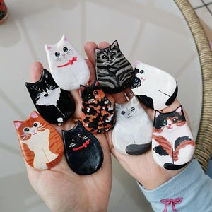 Handmade Clay Cat Magnet | Fridge Decor | Hand Painted Kitten | Pet ...