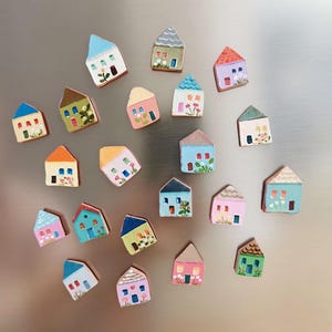 Handmade Clay House Mini Magnets | Clay Hand Painted Fridge Magnet ...