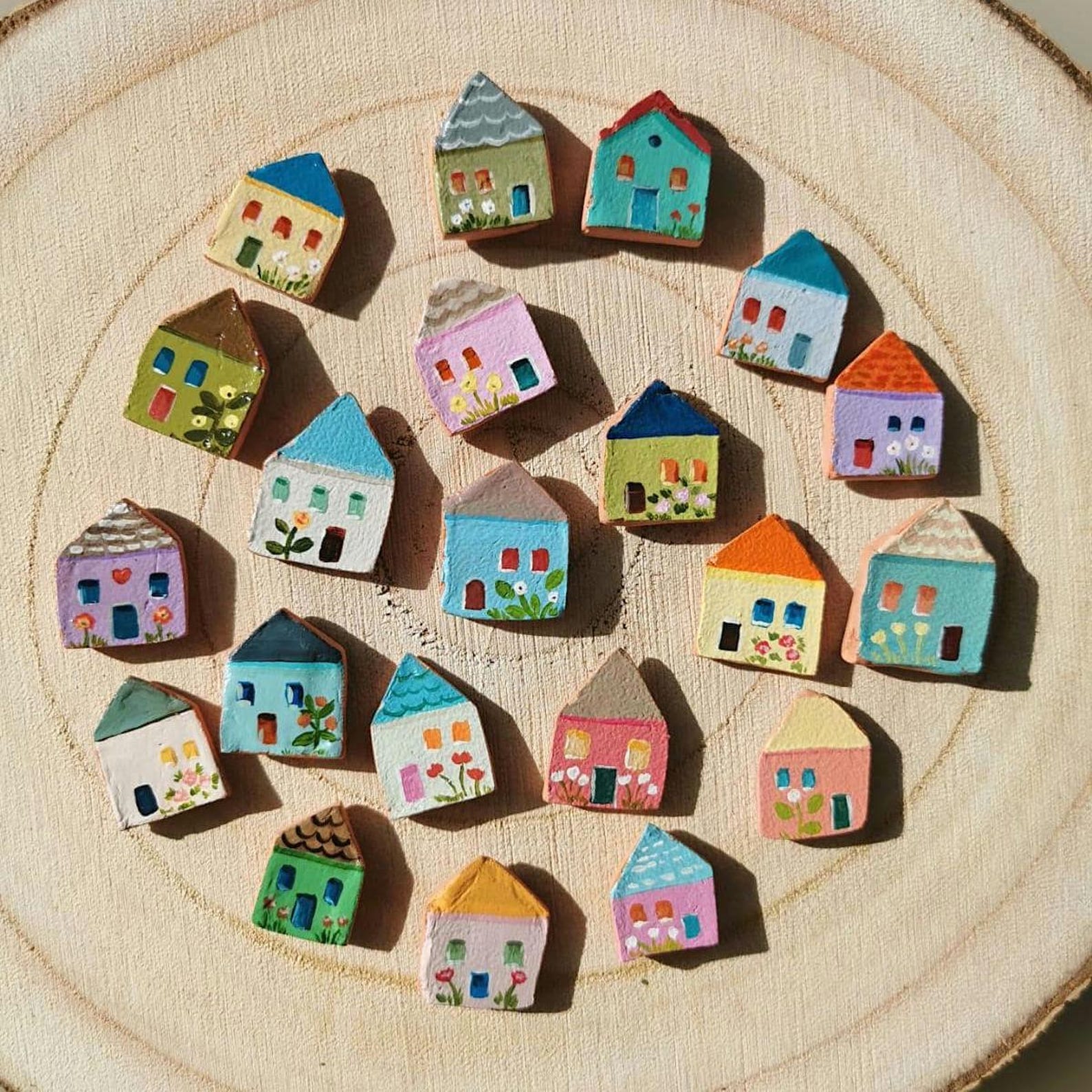 Small Handmade Fridge Magnet | House Clay Mini Hand Painted ...