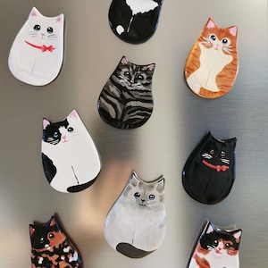 MADE TO ORDER Cat Fridge Magnet | Hand-painted Handmade Cat Magnet ...