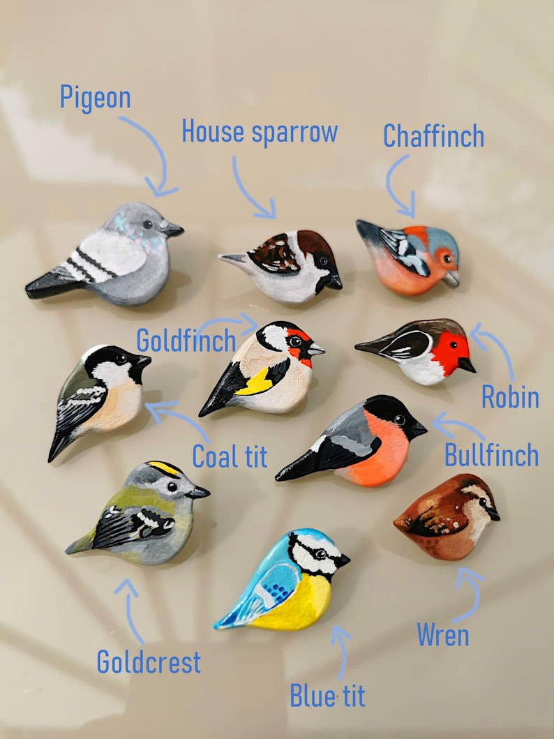 Handmade Bird Pin Badge | Clay Bird Brooch Accessory | Hand-painted ...