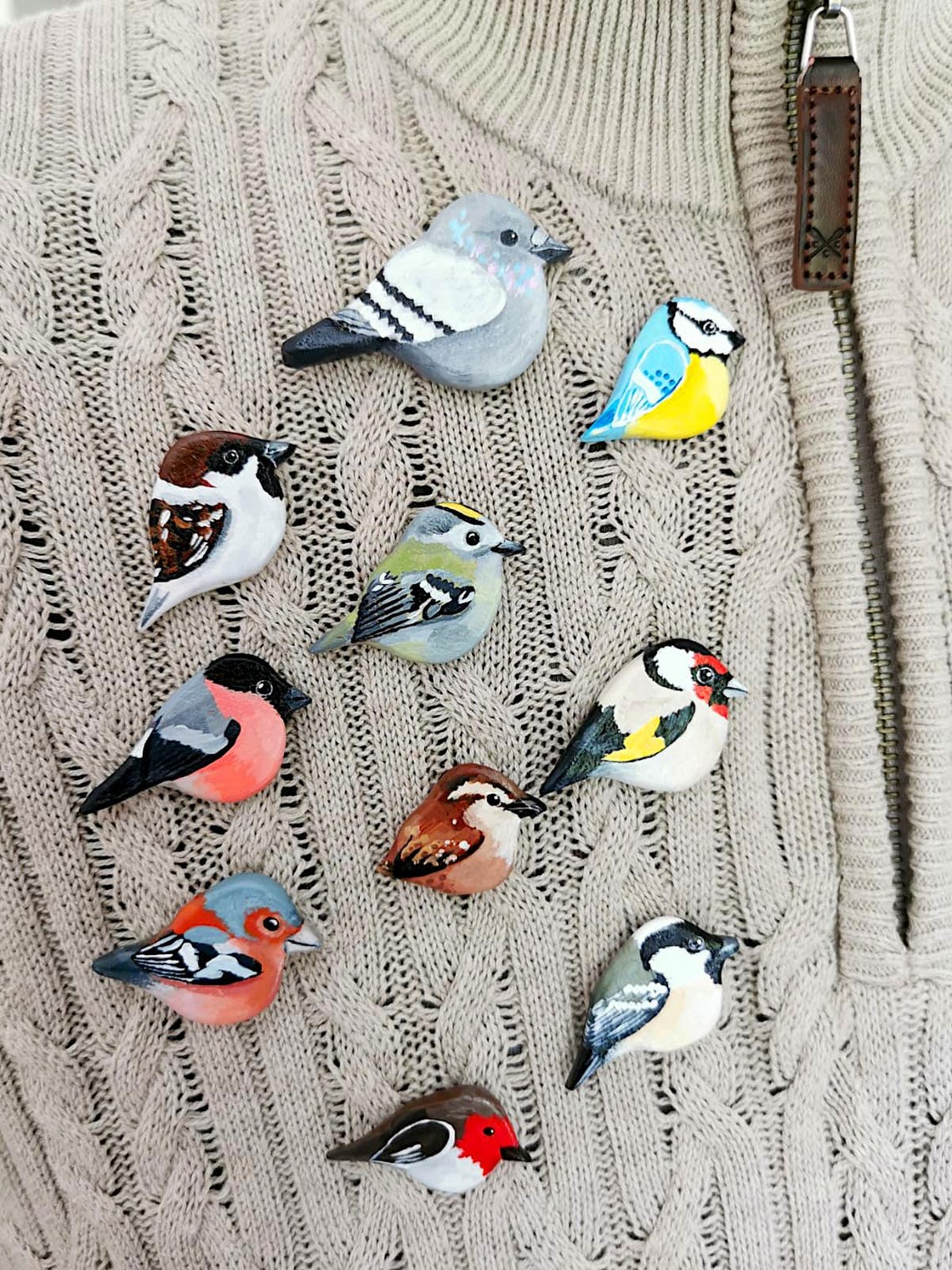 Handmade Bird Pin Badge | Clay Bird Brooch Accessory | Hand-painted ...