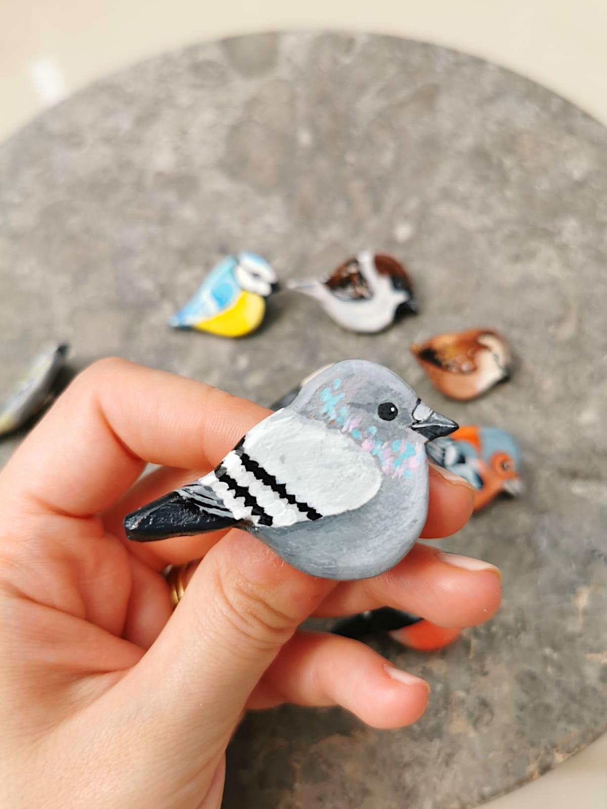 Handmade Bird Pin Badge | Clay Bird Brooch Accessory | Hand-painted ...