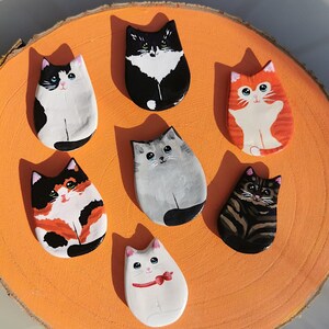 Handmade Clay Cat Magnet | Fridge Decor | Hand Painted Kitten | Pet ...