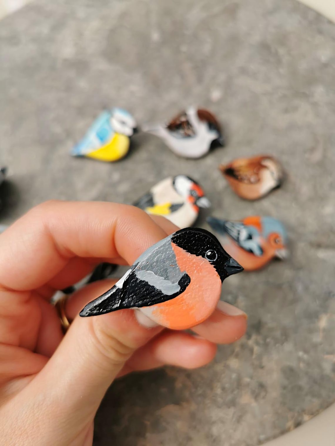 Handmade Bird Pin Badge | Clay Bird Brooch Accessory | Hand-painted ...