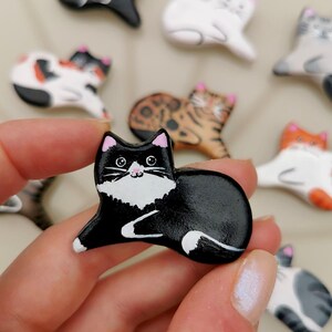Small Handmade Cat Magnet | Fridge Clay Magnet | Cat Magnet Hand ...