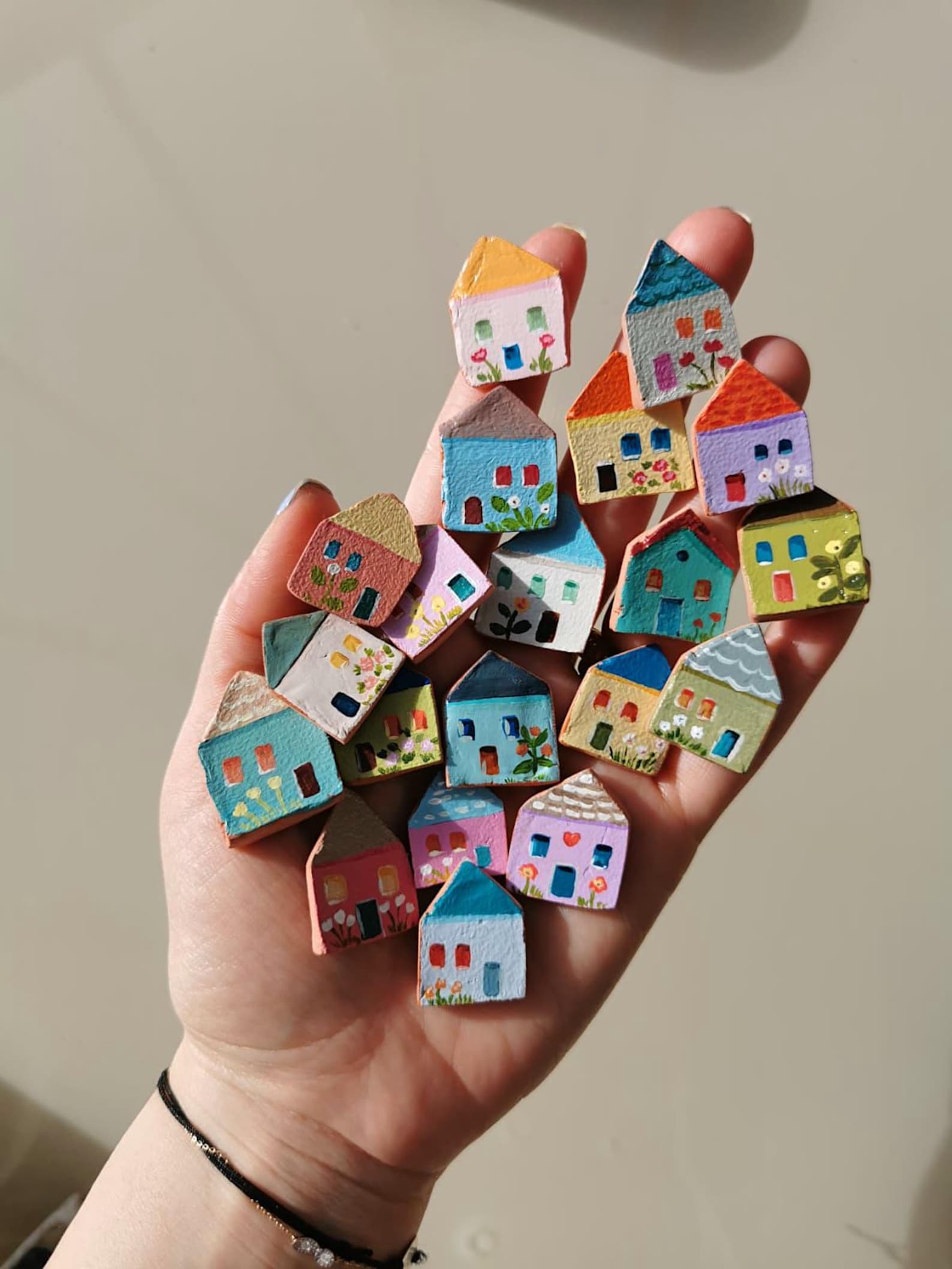 Handmade Clay House Mini Magnets | Clay Hand Painted Fridge Magnet ...