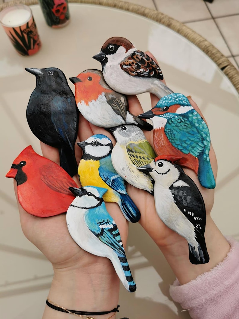 Handmade Bird Magnet | Fridge Clay Magnet | Bird Magnet Hand Painted ...