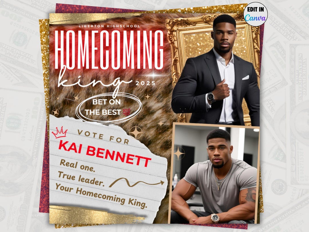 Cheetah Print Homecoming King Flyer Canva Template- Leopard Vote Hoco ...