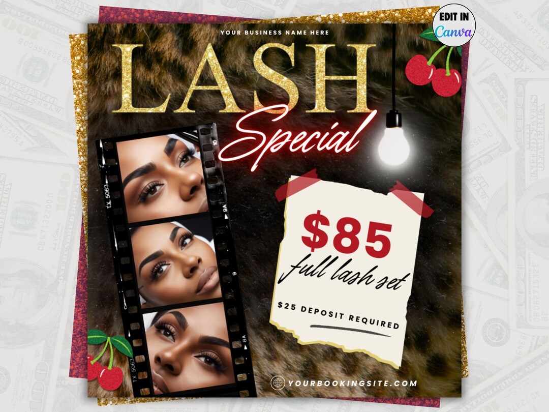 Cheetah Print Lash Sale Flyer- Leopard Eyelash Extensions Booking Flyer ...