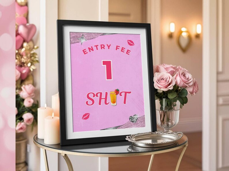 Entry Fee One Shot Sign- Printable Galentine's Day Party Favors Bar ...