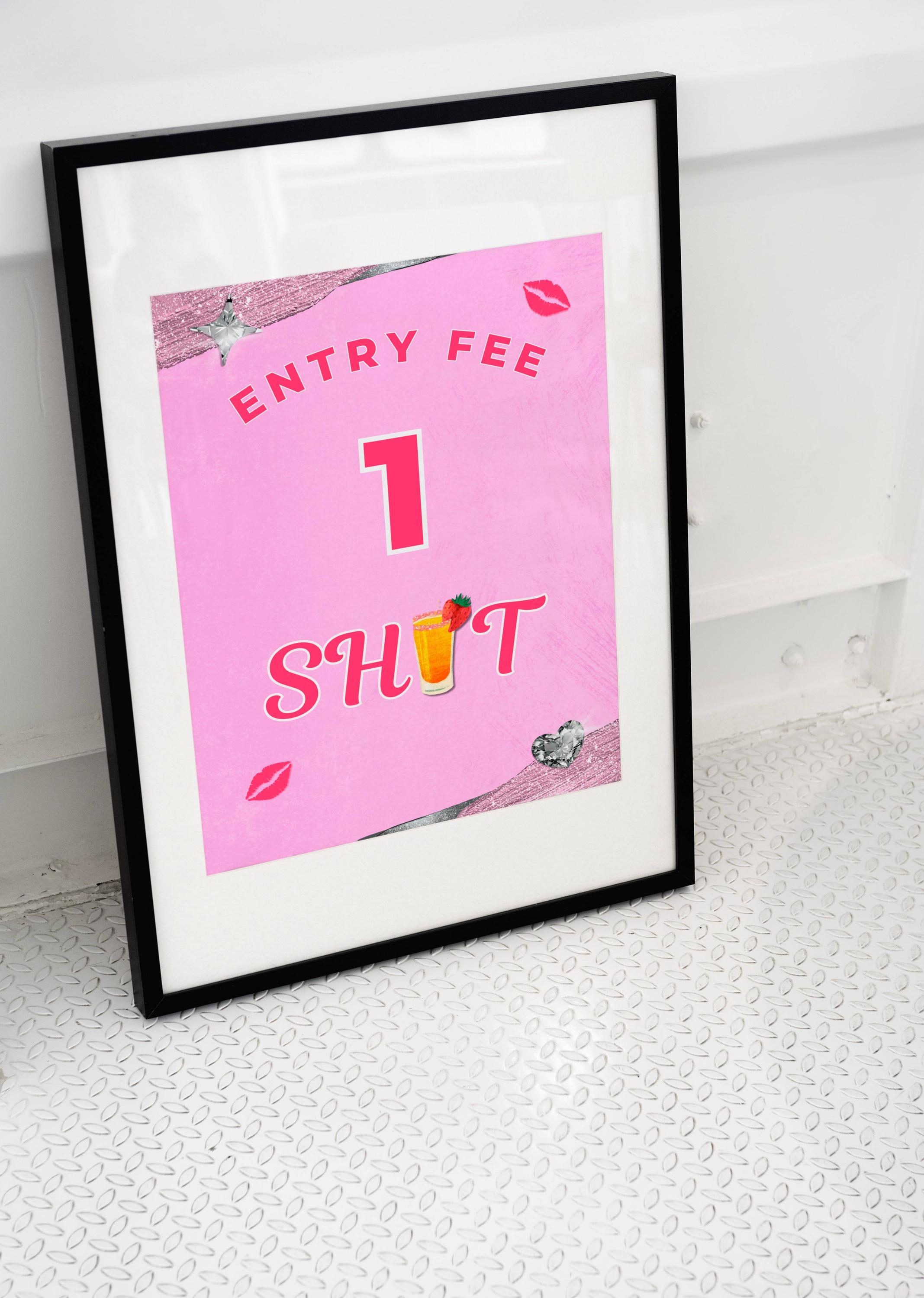 Entry Fee One Shot Sign- Printable Galentine's Day Party Favors Bar ...