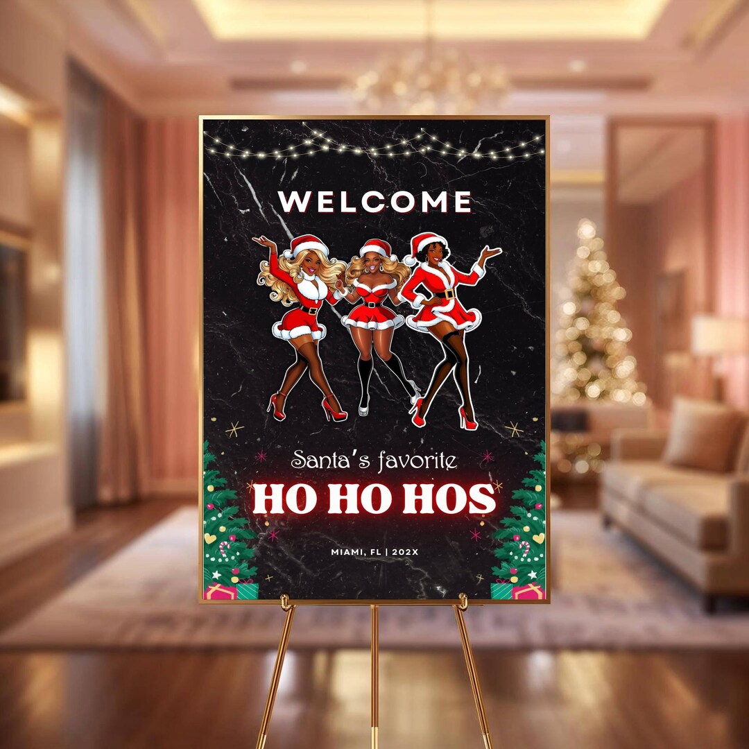 Friendmas Welcome Sign: Editable Girlsmas Xmas Party Poster, Printable ...