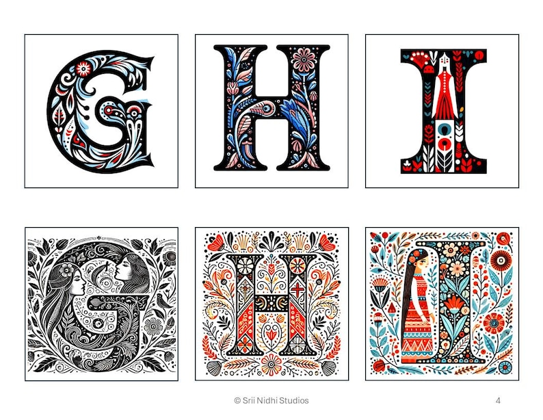 Printable Whimsical AI Folk Art Alphabets - Numbers - A-Z & 0-9 ...