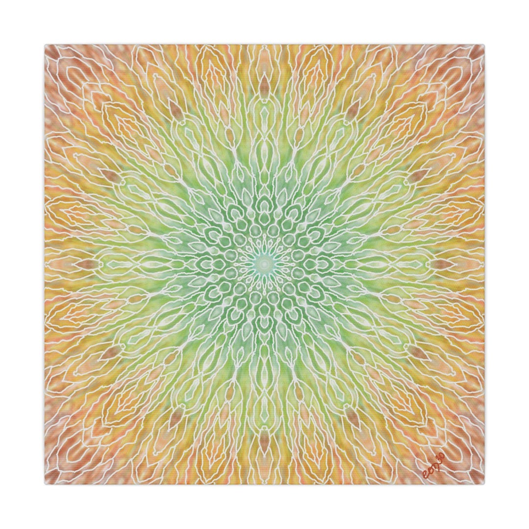 Colorful Radiating Vibration Mandala Canvas Art Print, Matte Stretched ...