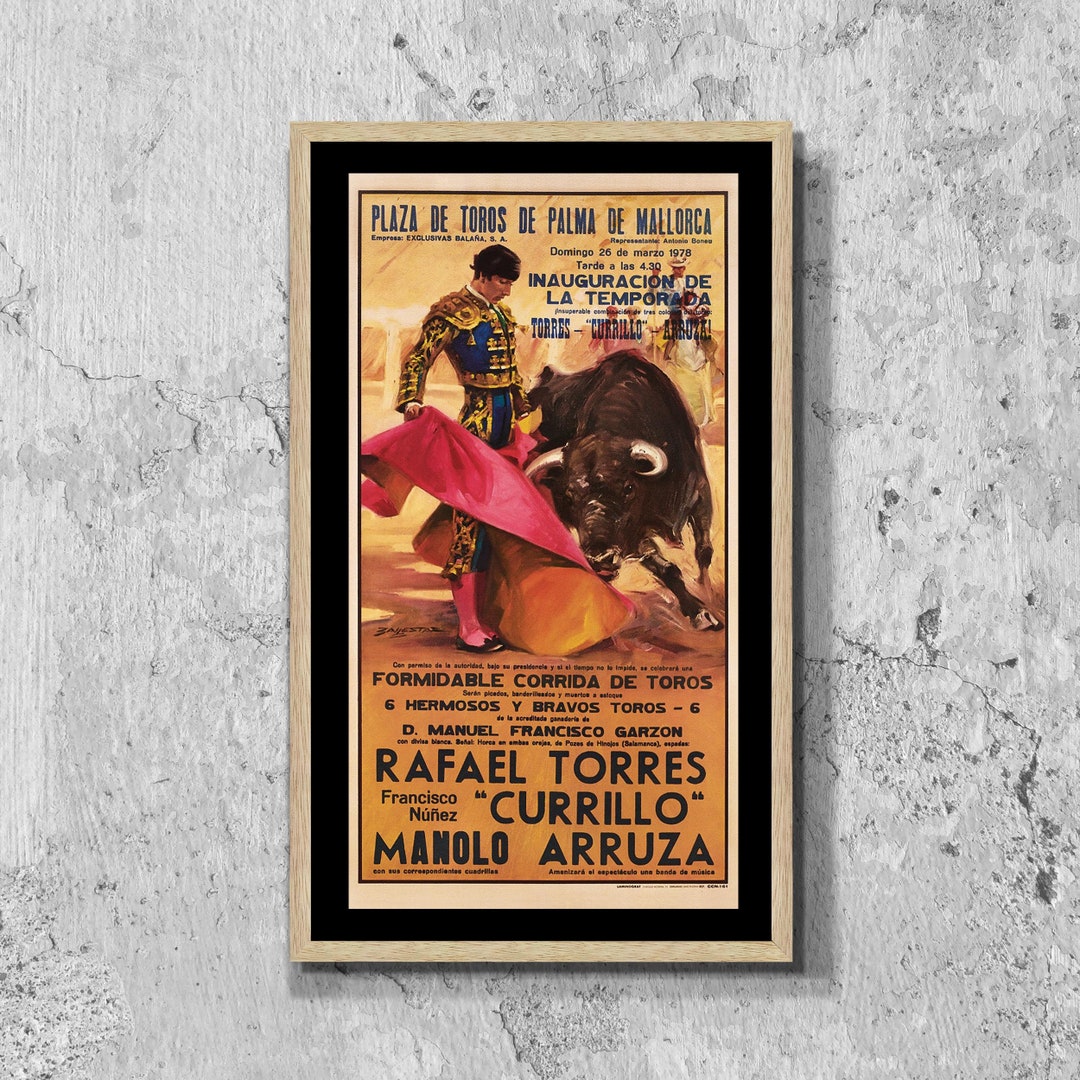 Vintage Bullfighting Poster Print, Palma De Mallorca, Spain Travel - Etsy