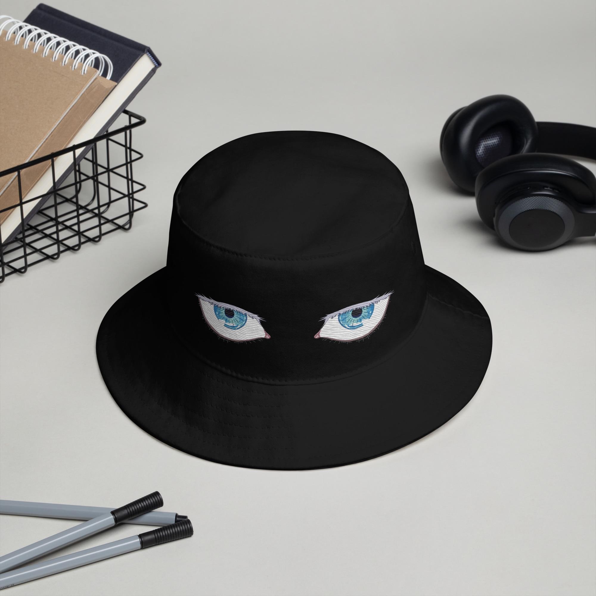 Gojo Eyes Embroidered Bucket Hat - Anime Gift, Anime Hat, Bucket Hat ...