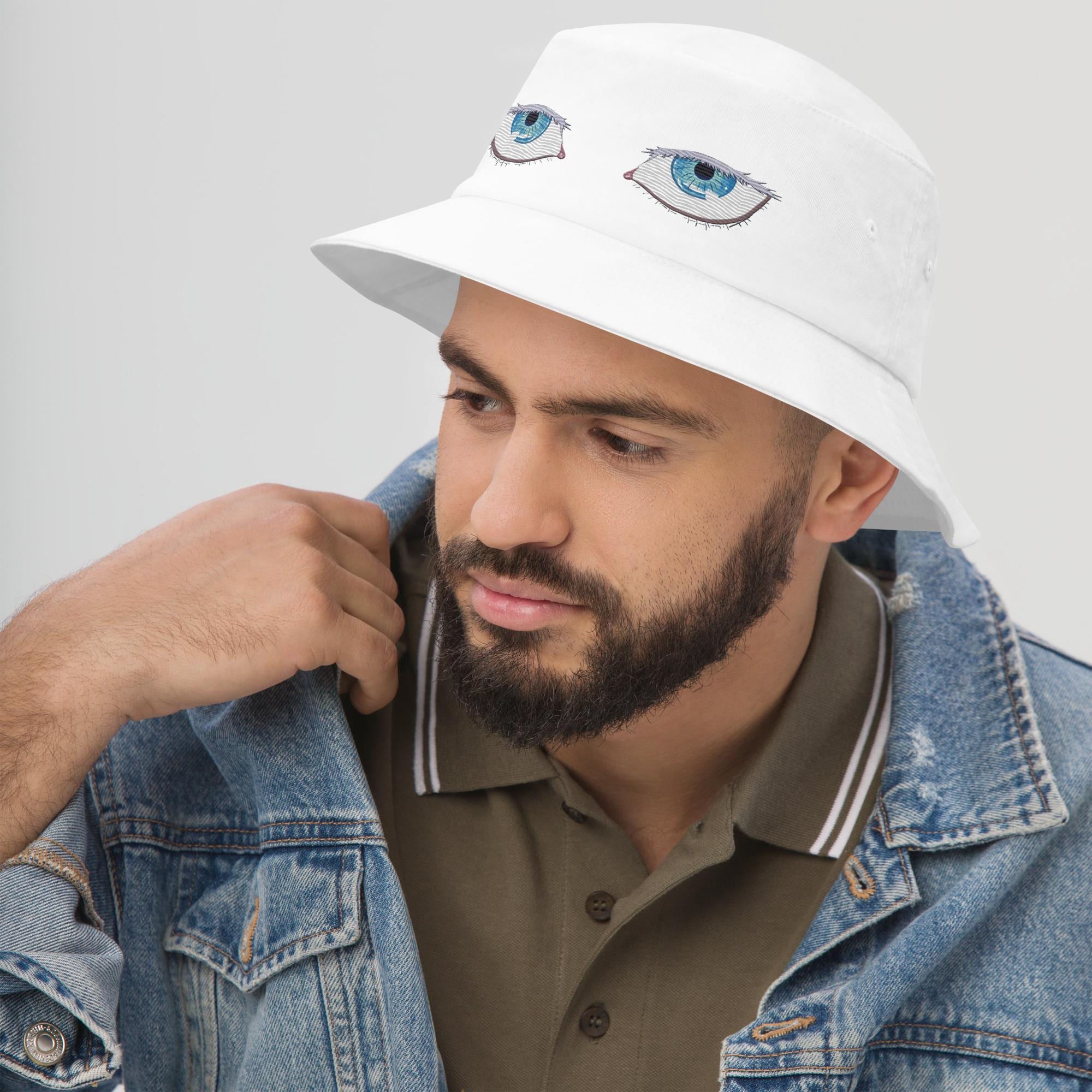 Gojo Eyes Embroidered Bucket Hat - Anime Gift, Anime Hat, Bucket Hat ...