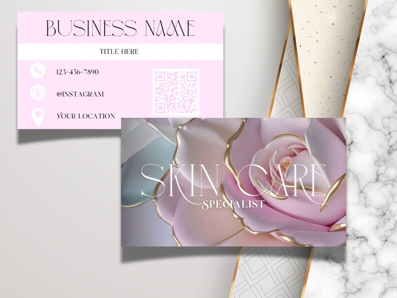 Skin Care Business Cards. Printable Canva Template. Fully Customizable ...