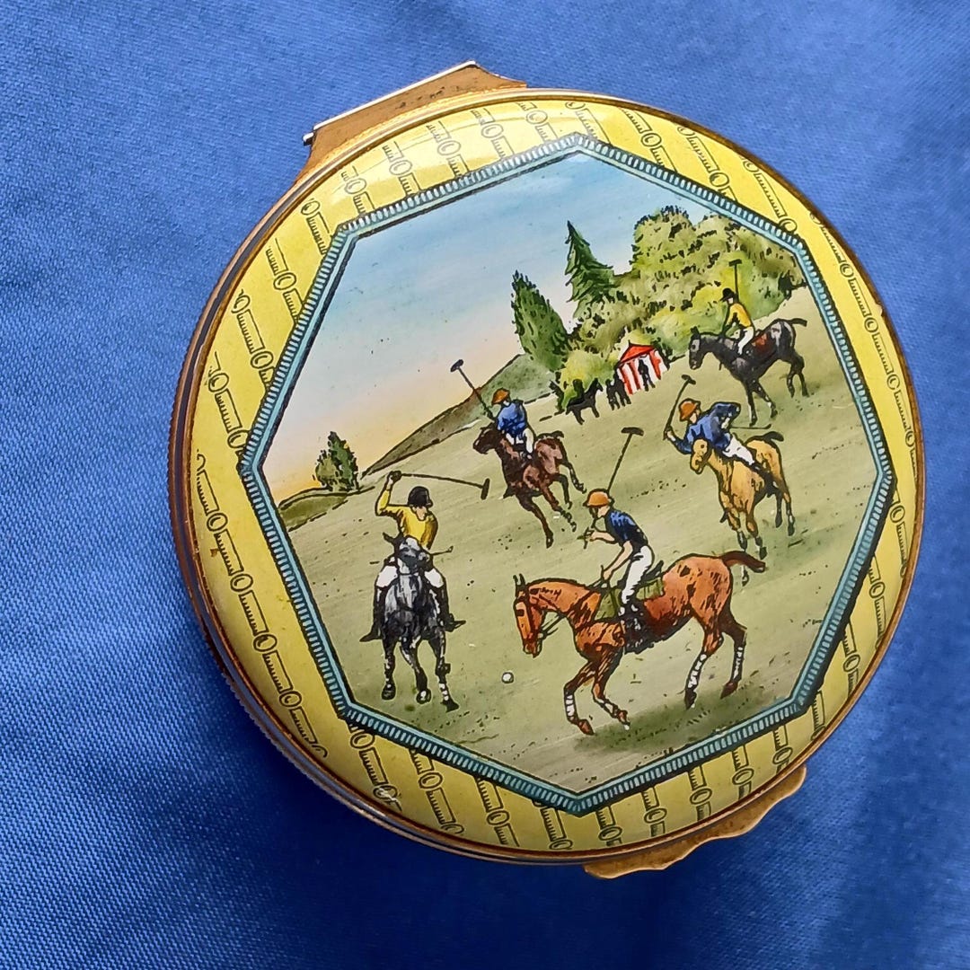 Vintage Halcyon Days Enamels Bilston & Battersea Enamel Box – Polo ...