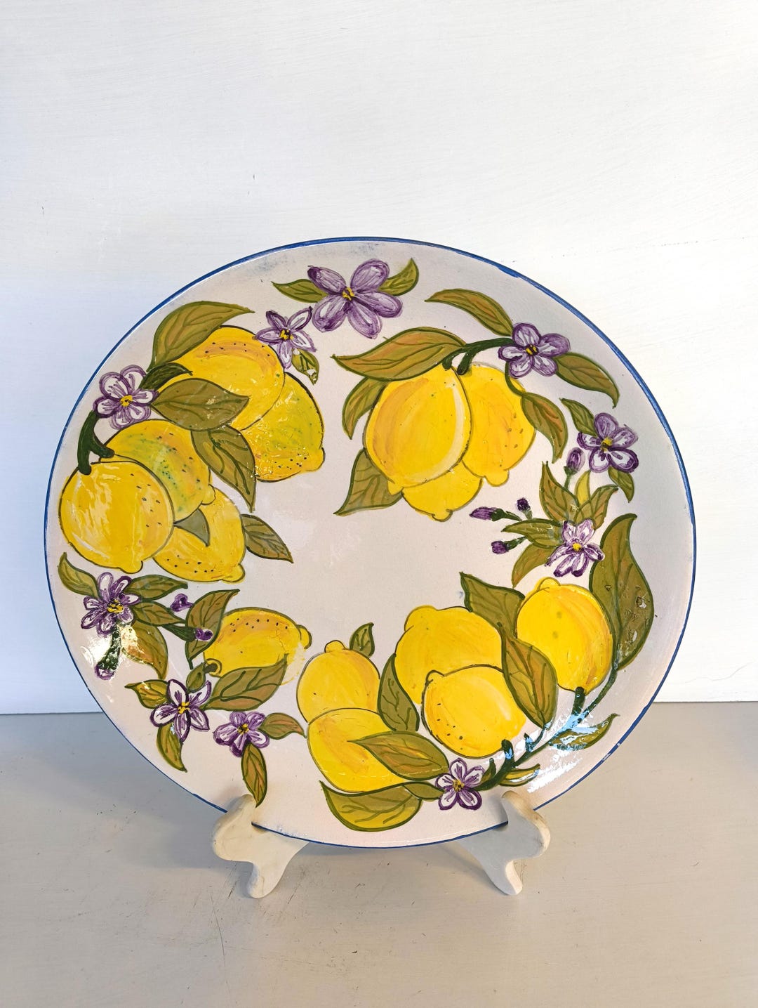 Lemon Pottery Painting Plate, Lemon Ceramic Plate Wall Art, 32.5 Cm ...