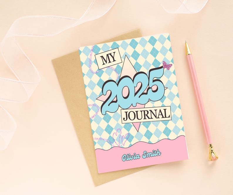 Customizable Pink & Blue Journal Cover Template (digital Download) - Etsy