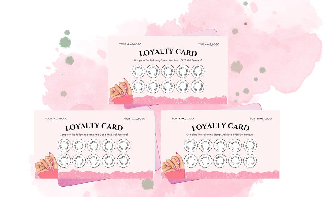 Nail Salon Loyalty Card Template, Editable Rewards Card (digital ...