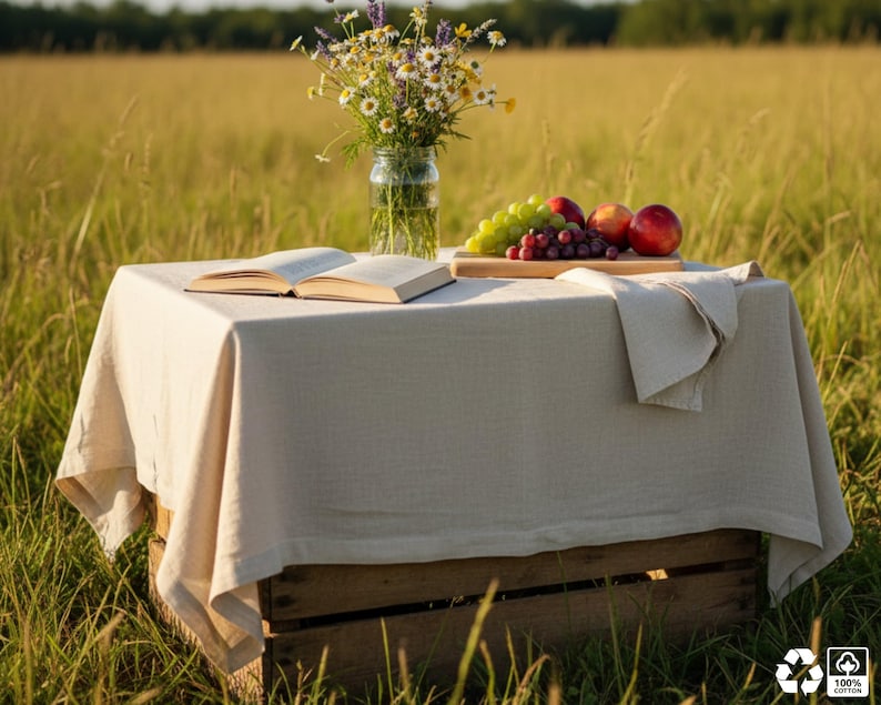 Cotton Raw Cloth Tablecloth Rustic Farmhouse Table Cover Minimalist ...