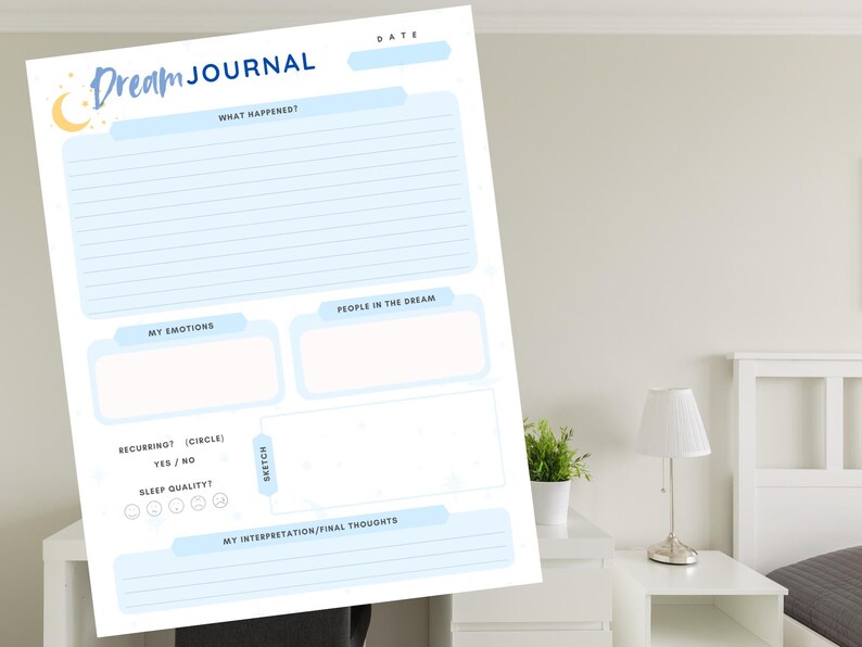Printable Dream Journal Template – Instant Download - Etsy Canada
