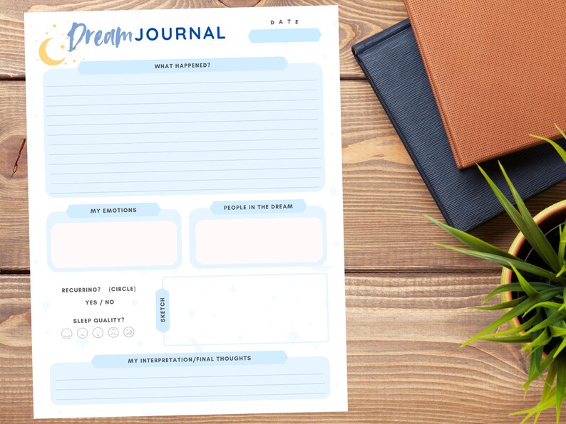 Printable Dream Journal Template – Instant Download - Etsy Australia