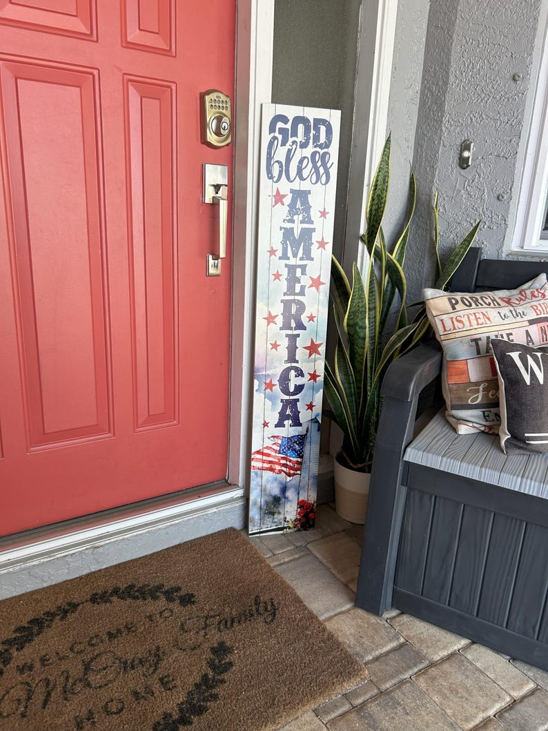 Patriotic Porch Leaner: Rustic 4th of July, USA Decor (8" X 46") - Etsy
