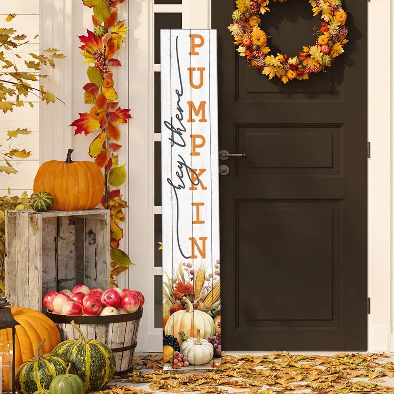 Rustic Autumn Porch Decor | Stylish Vertical Wood Leaner | Vibrant Fall ...
