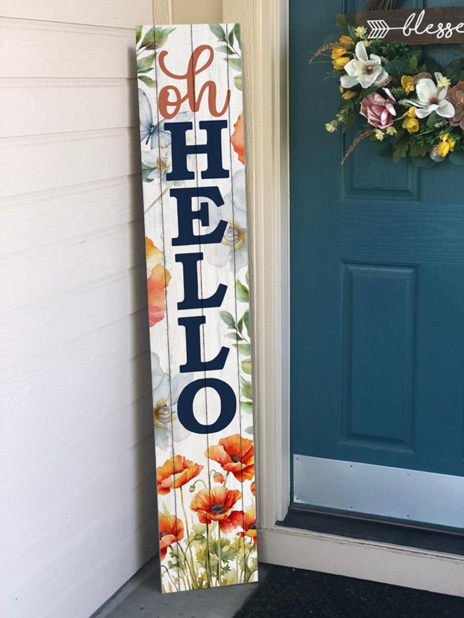 Welcome Leaner - Spring Porch Decor, Vertical Wood Leaner for Home ...