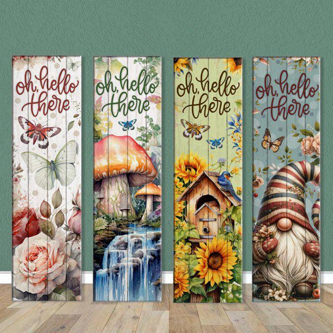 Rustic "oh Hello There" 10x36 Vertical Wooden Porch Sign Collection ...