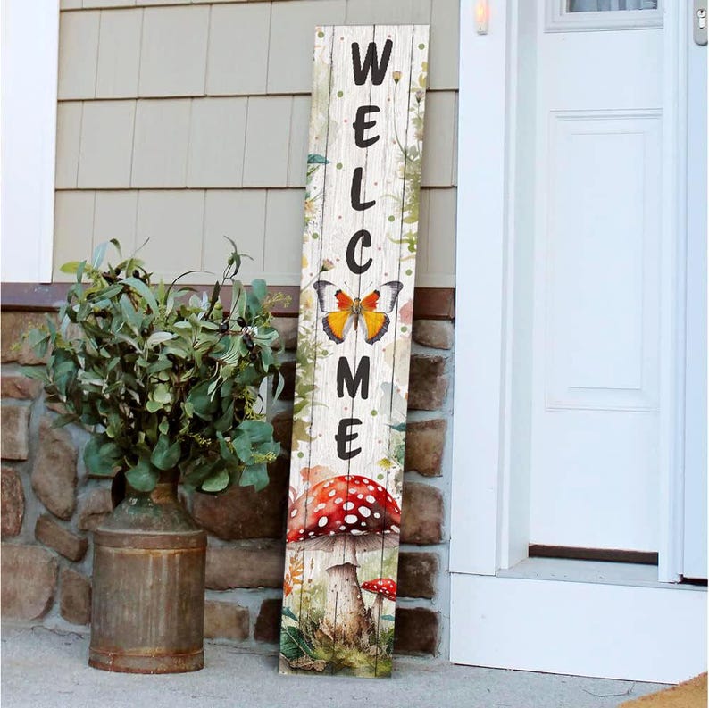 Welcome Leaner - Spring Porch Decor, Vertical Wood Leaner for Home ...