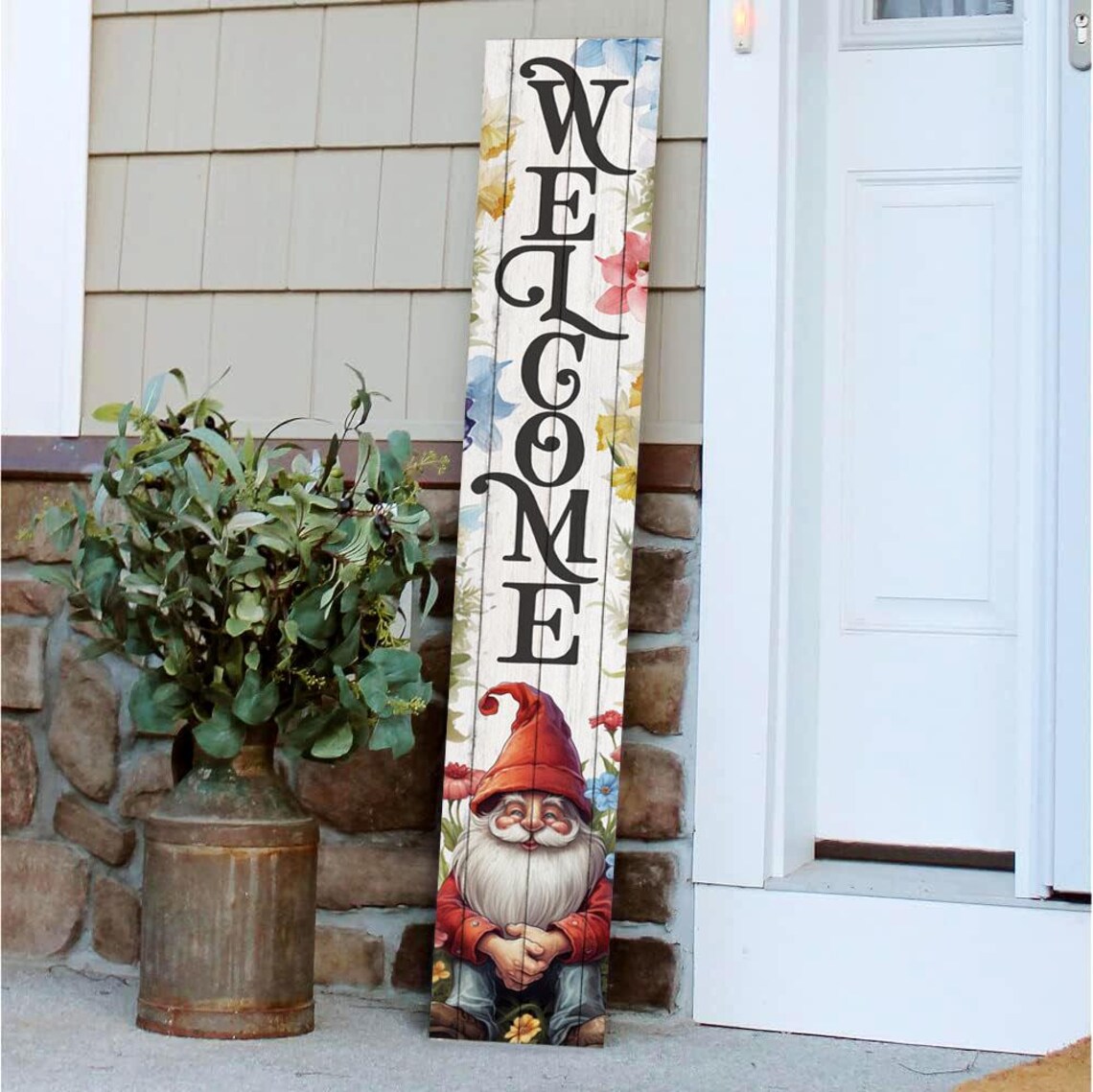 Welcome Leaner - Spring Porch Decor, Vertical Wood Leaner for Home ...