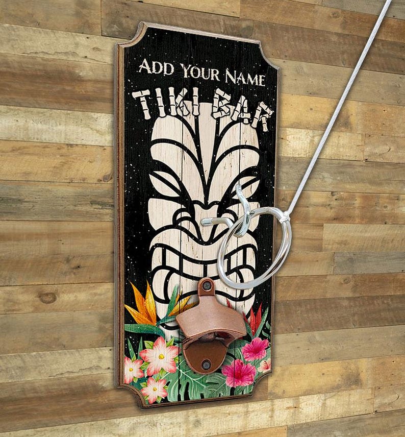 Tiki, Tiki Bar, Customizable, Wall-mounted, Ring Toss, Game, Opener ...